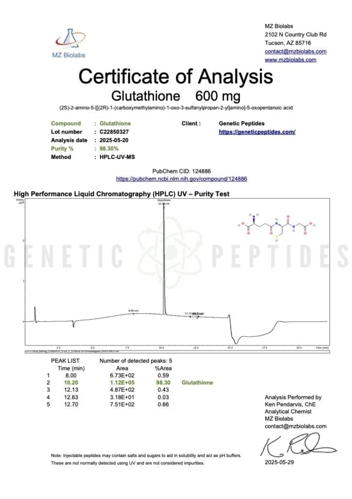 L-Glutathione Vial – Genetic Peptides