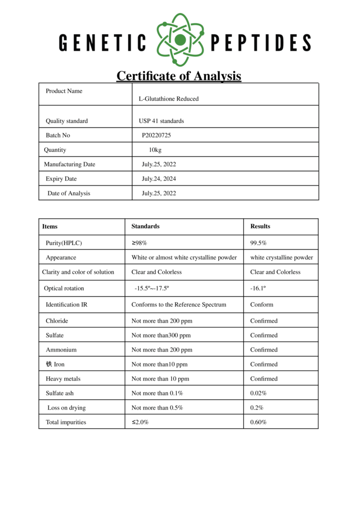 L-Glutathione Vial – Genetic Peptides