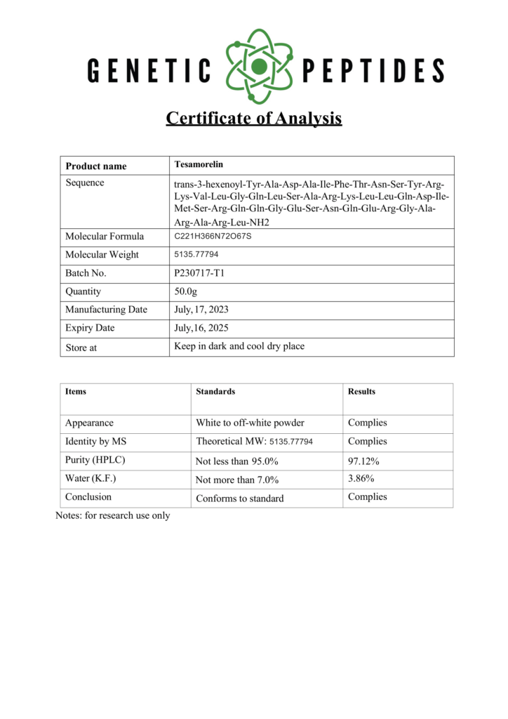 Tesamorelin Vial – Genetic Peptides